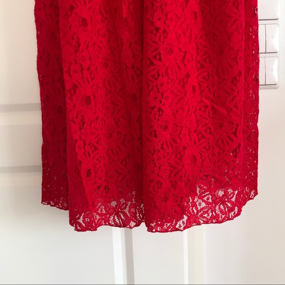 Amisu | Dresses | Amisu Red Lace Spaghetti Strap Midi Dress | Poshmark